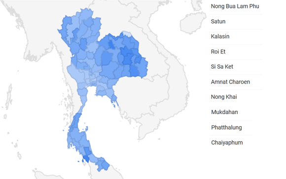 Who Loves Muay Thai in Thailand? A Digital Map of Muay Thai Interest